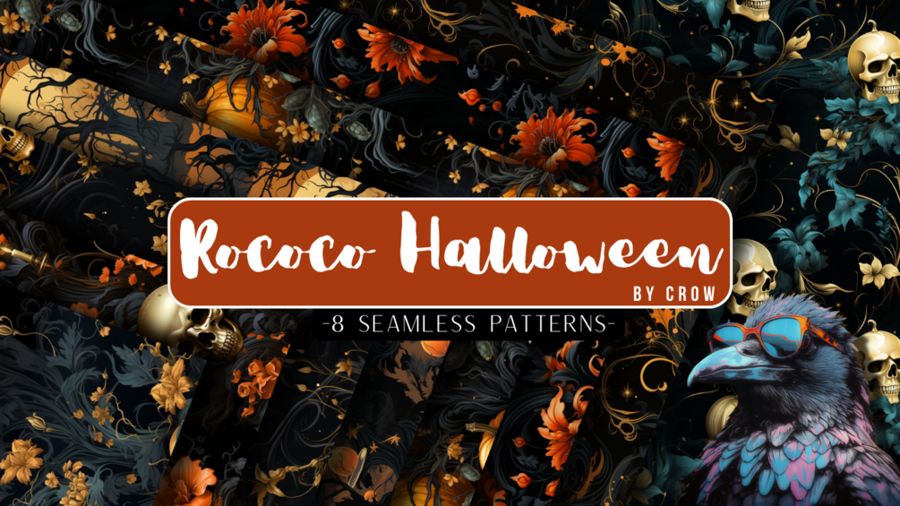 Rococo Halloween Digital Paper Pack | Seamless Patterns | Commercial ...