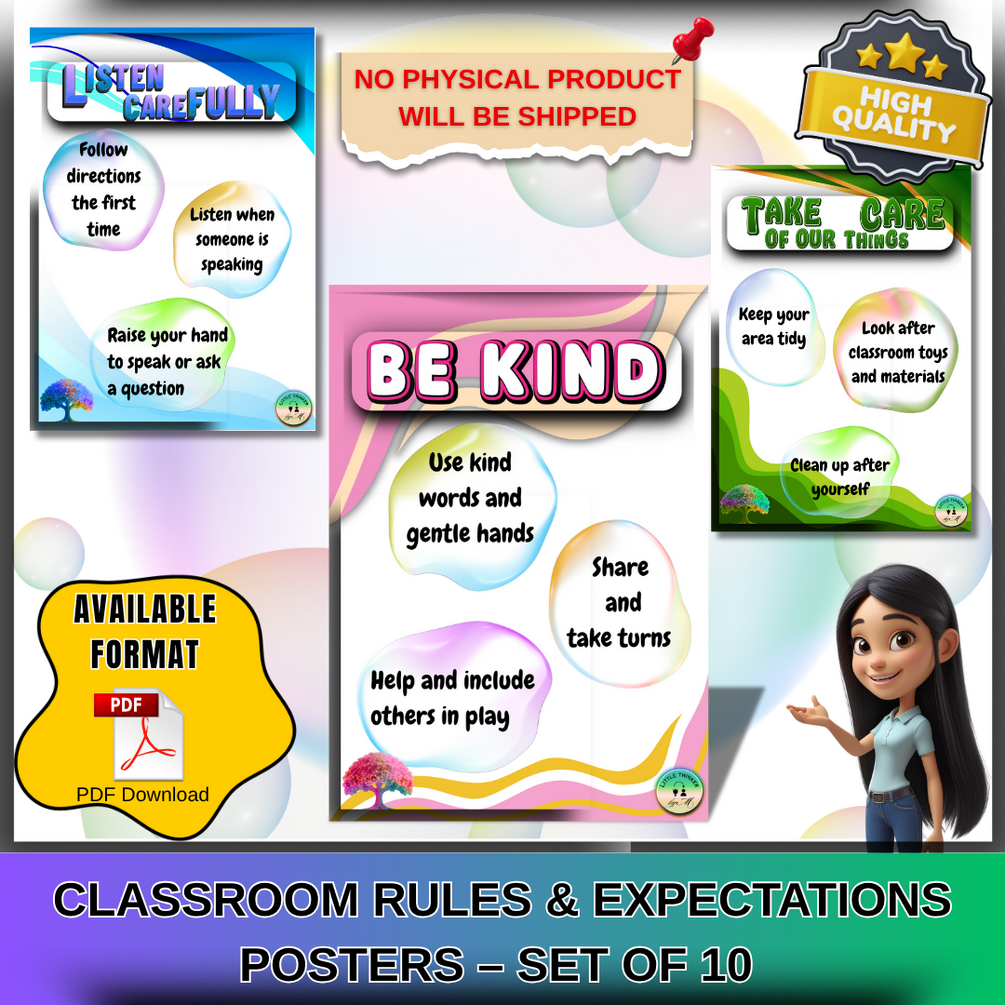 Classroom Rules & Expectations Posters | Positive Behavior | Preschool ...