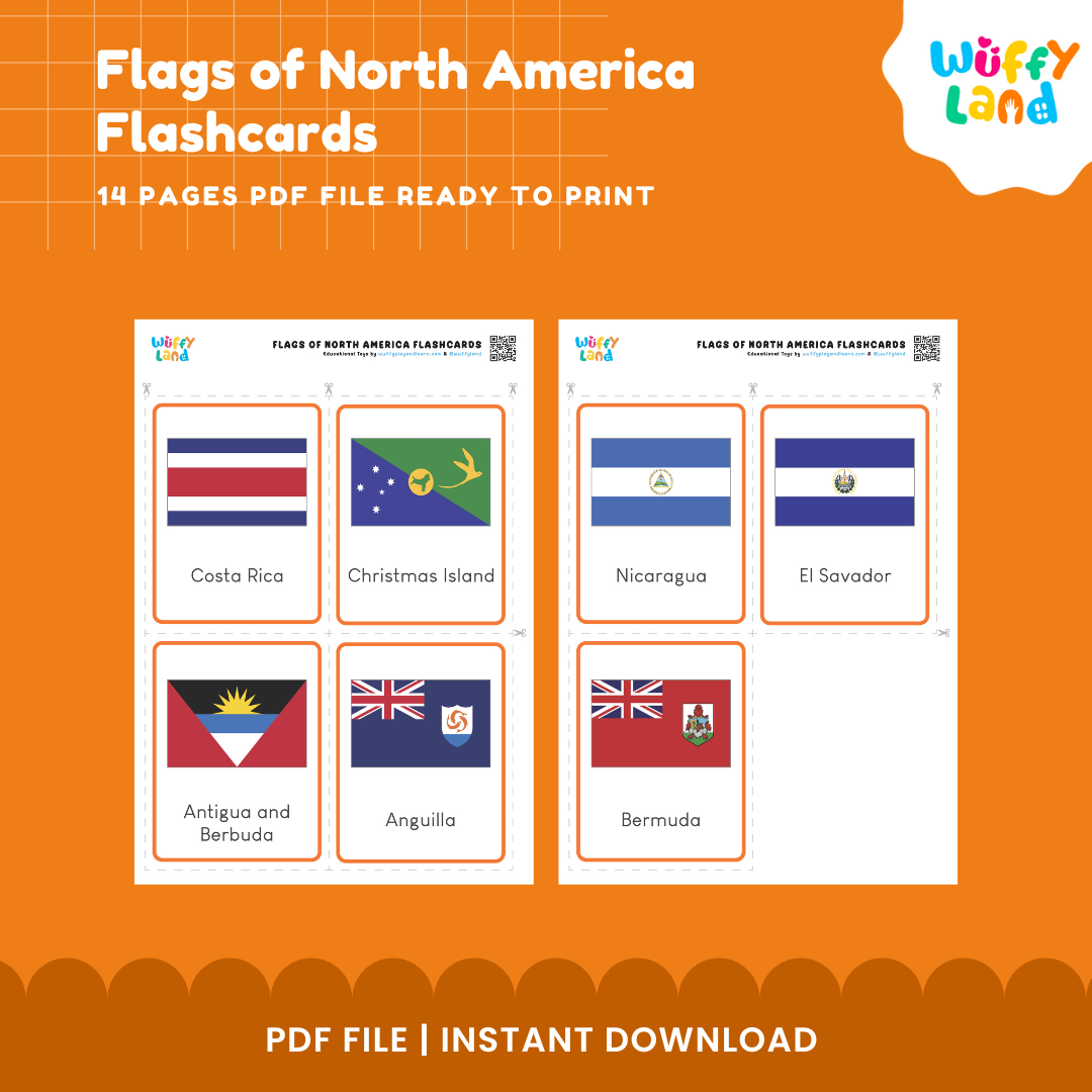 Explore North America: Printable Flags Flashcards for Kids ...