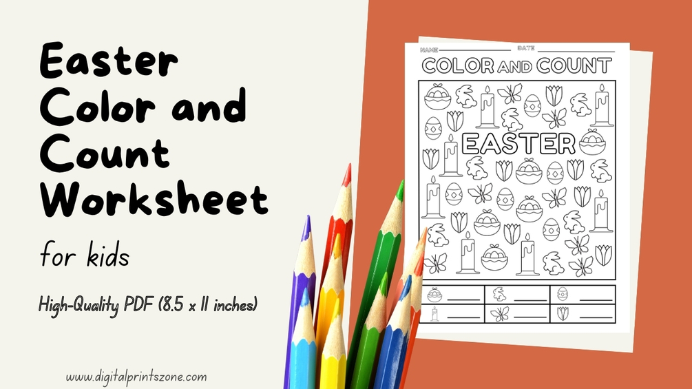 Easter Color and Count Worksheet - Fun Printable Activity for Kids