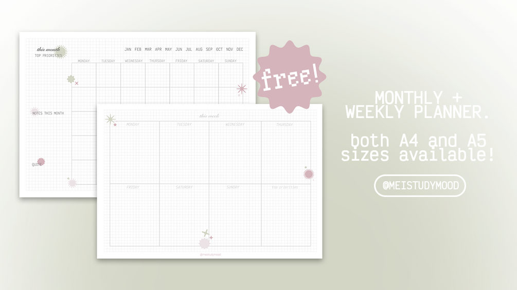 monthly and weekly undated planner!
