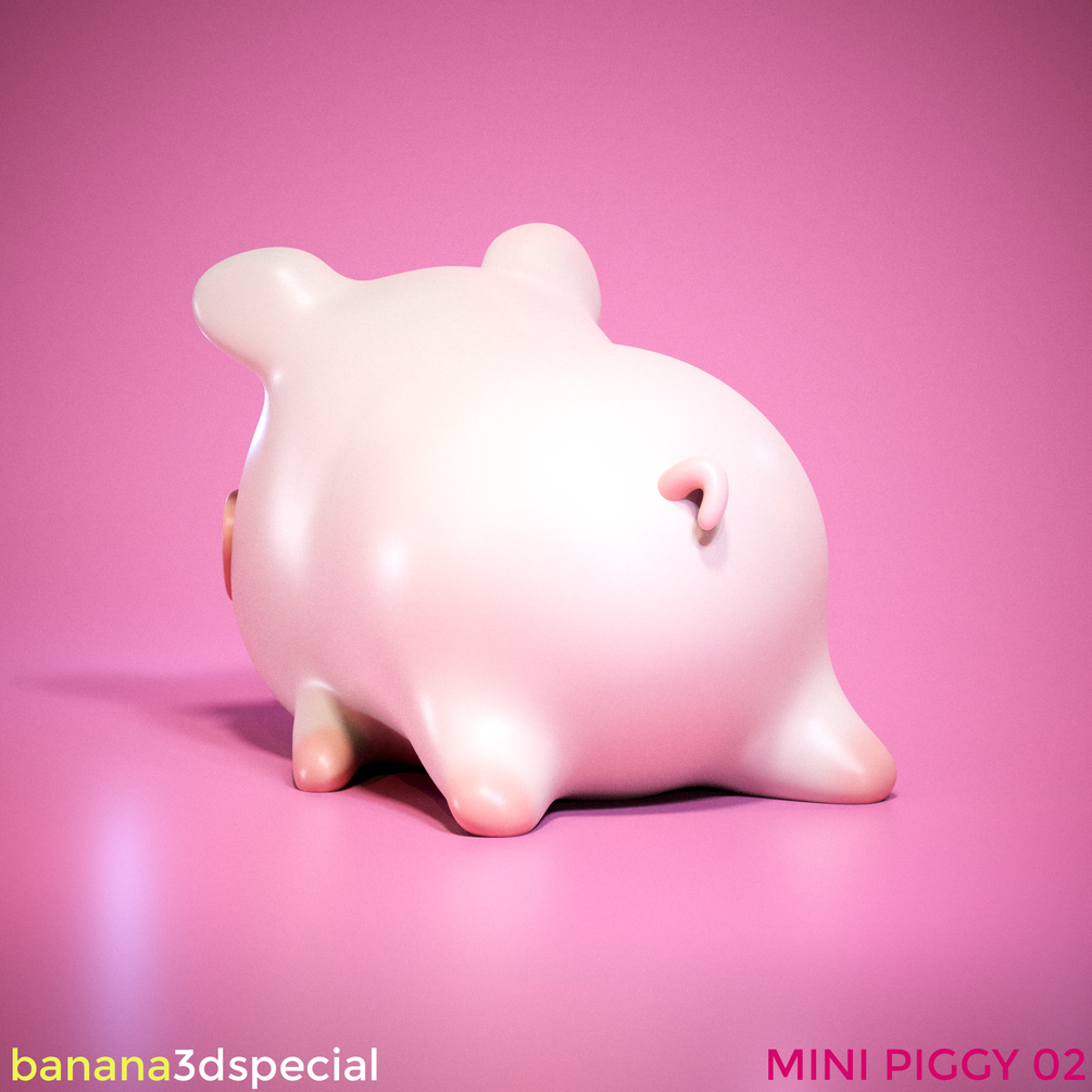 Cute Chibi Mini Piggy Lazy Time - For 3D Printing
