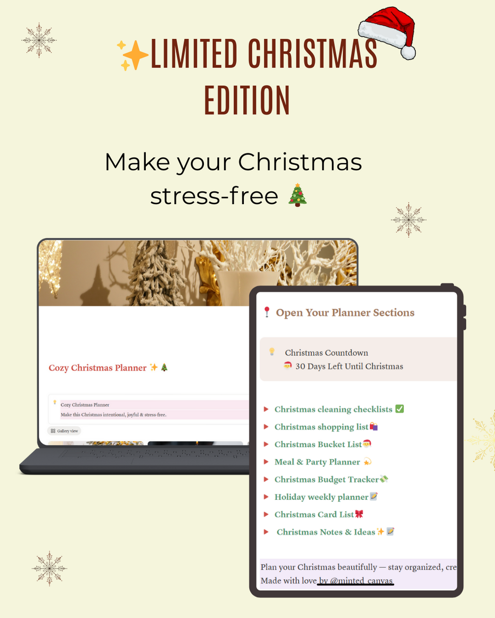 Christmas Notion Planner+ Free Editable Greeting Cards | Digital ...