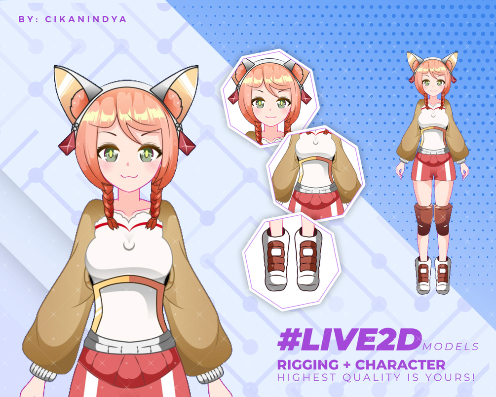 VTuber Model | VTuber Live 2D Anime Girl Pink Short Hair | 7 ...