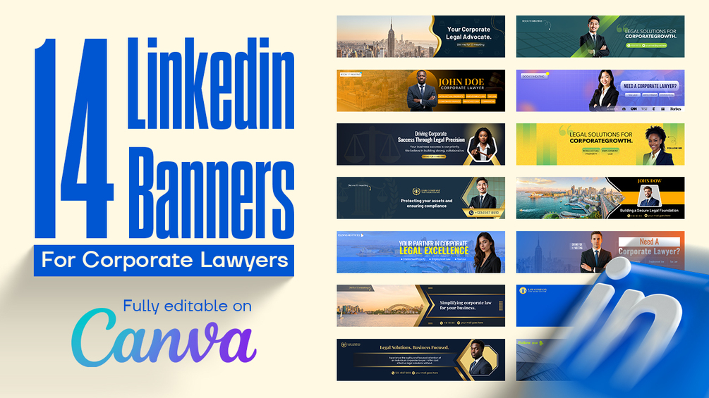 LinkedIn Banner Template for Corporate Lawyers (Canva Editable)