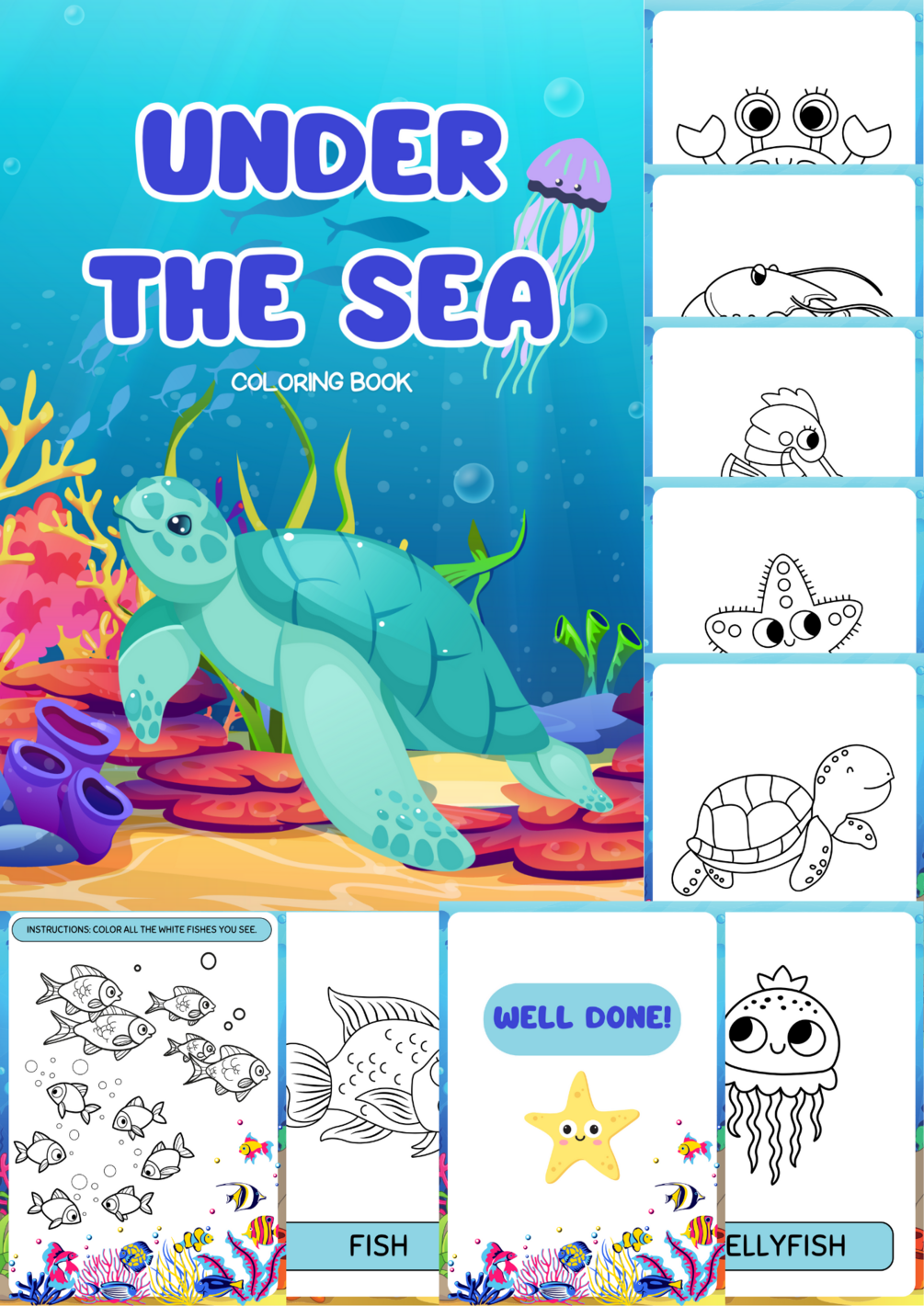 COLORING BOOK | Under The Sea | A4 Printable | Sea Creatures