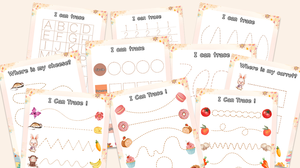 Kids Pre-school Activity Line Tracing Practice Kindergarten Line ...