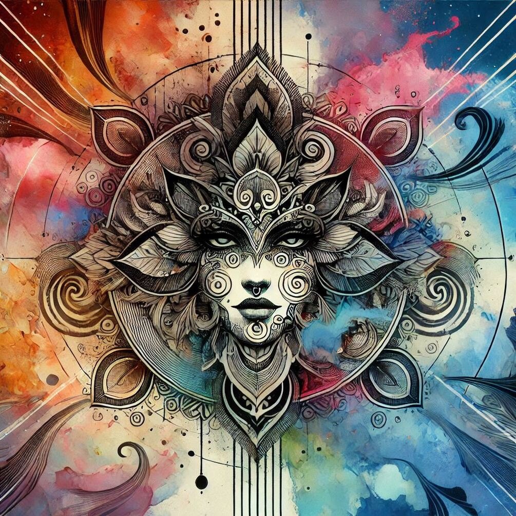 Ethereal Fusion: AI Masterpiece of Tattoo-Art Watercolor