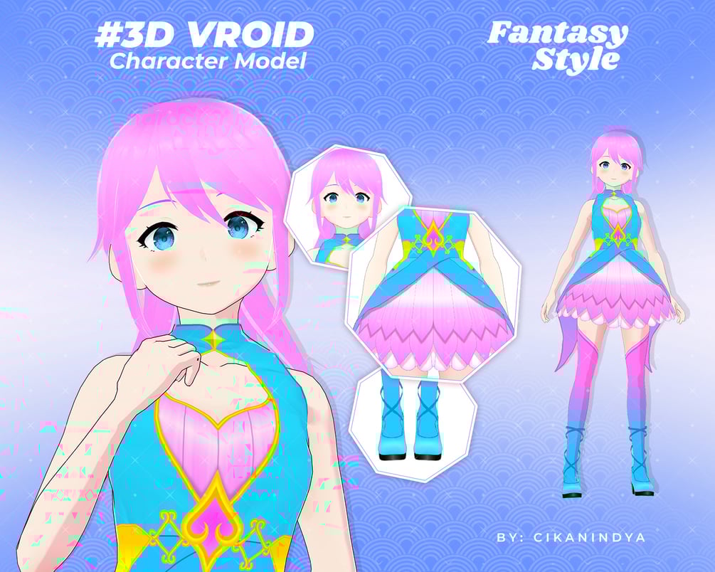 Embrace the Charm of Mona Anime Girl 3D Vroid Character for Streamer ...
