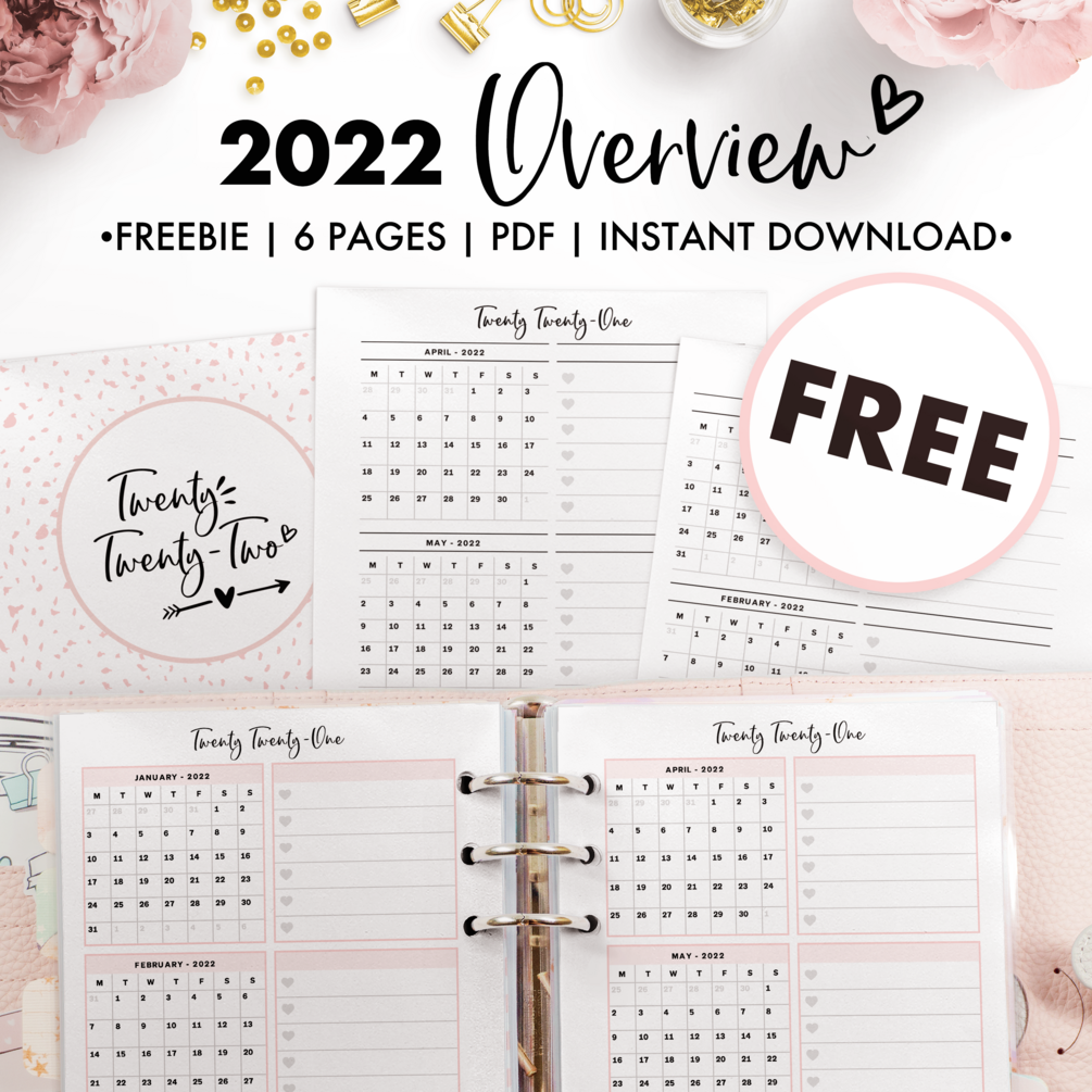 2022 Calendar Overview, Freebie