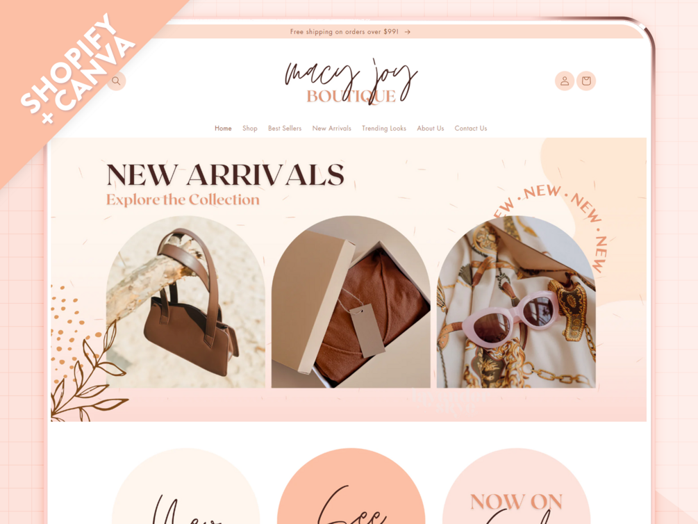 Macy Joy Boho Shopify Theme & Canva Templates