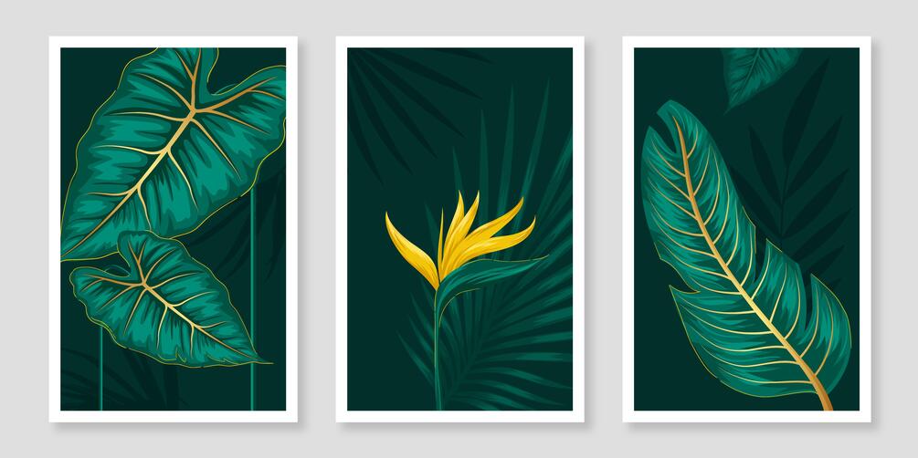 Serenity Palms - Palm Inspired Silhouette Art Print for Bedroom - 3 Prints