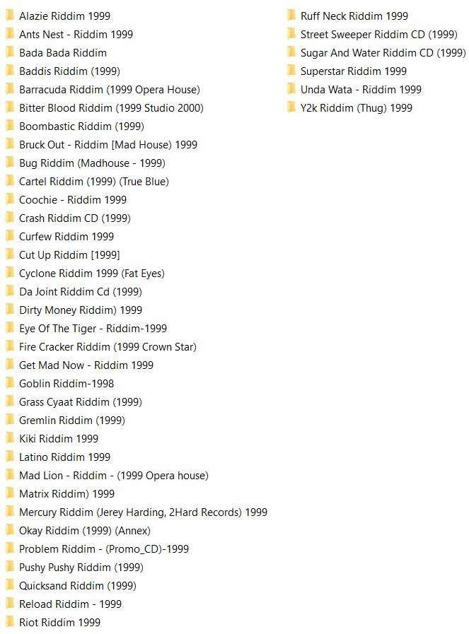 BEST OF 1996 - 2000 DANCEHALL RIDDIMS PACK