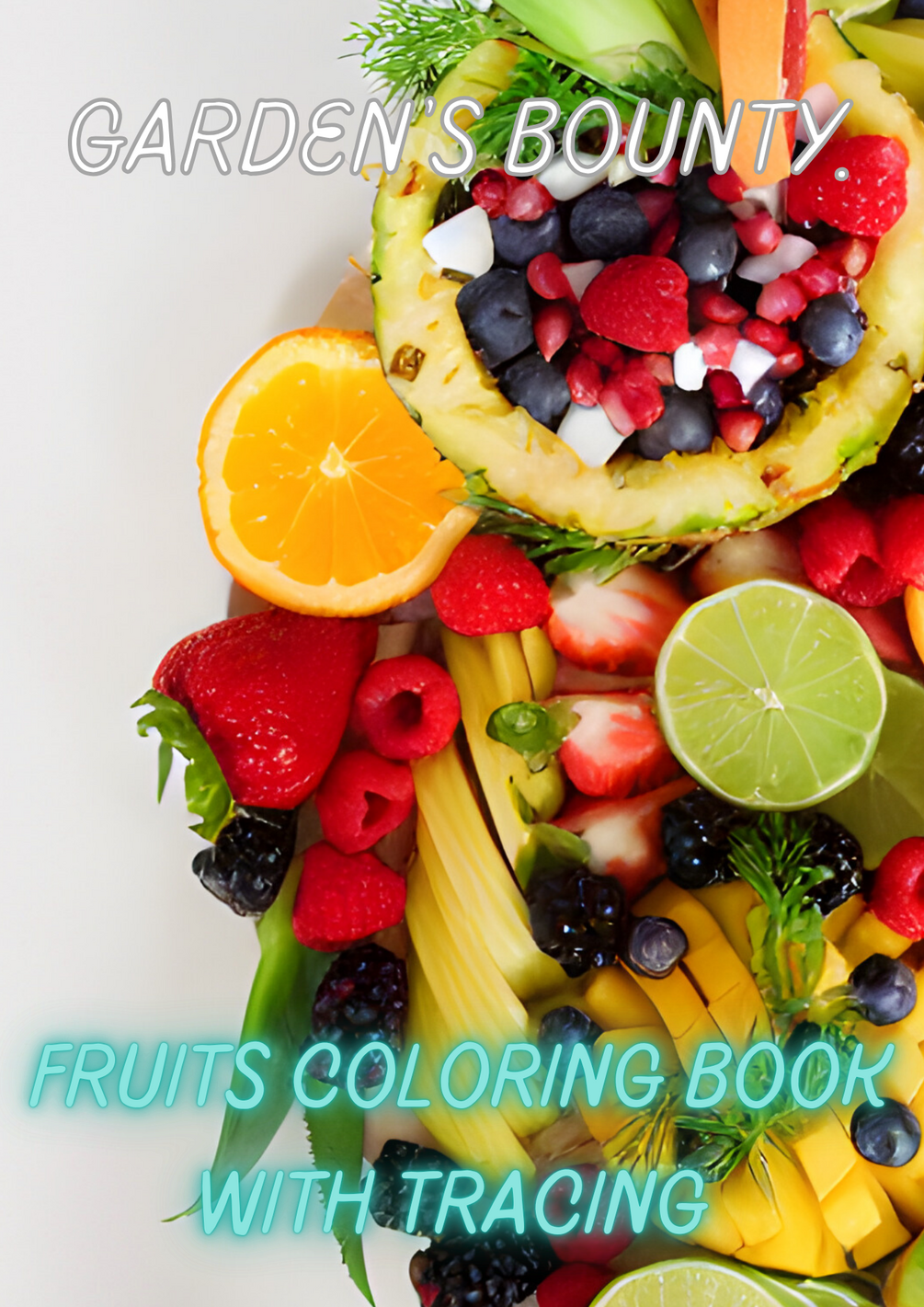 Fruits coloring book with it's name tracing