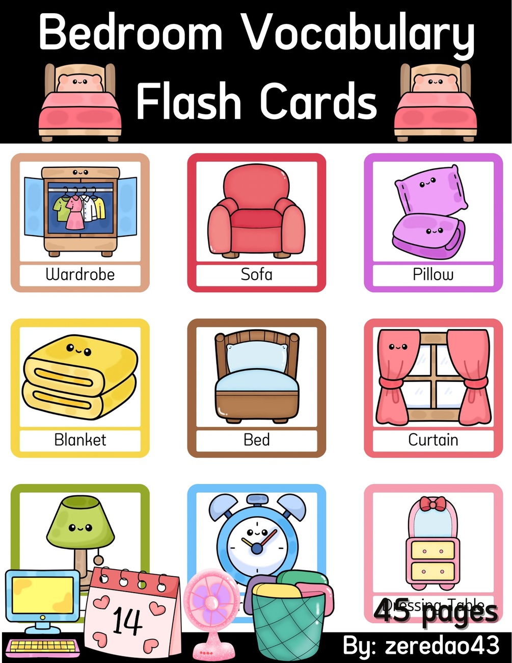 Bedroom Vocabulary Flashcards