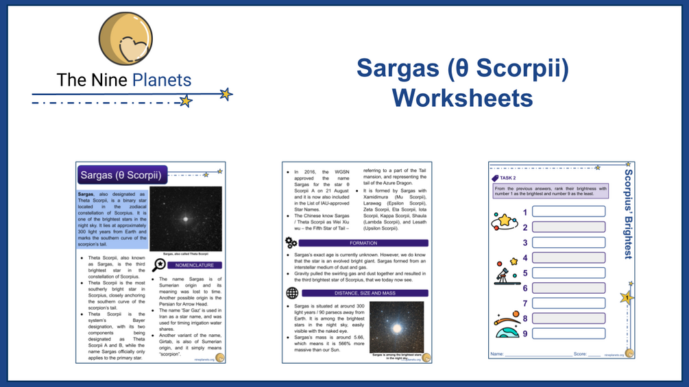 Sargas (θ Scorpii) Worksheets for Kids