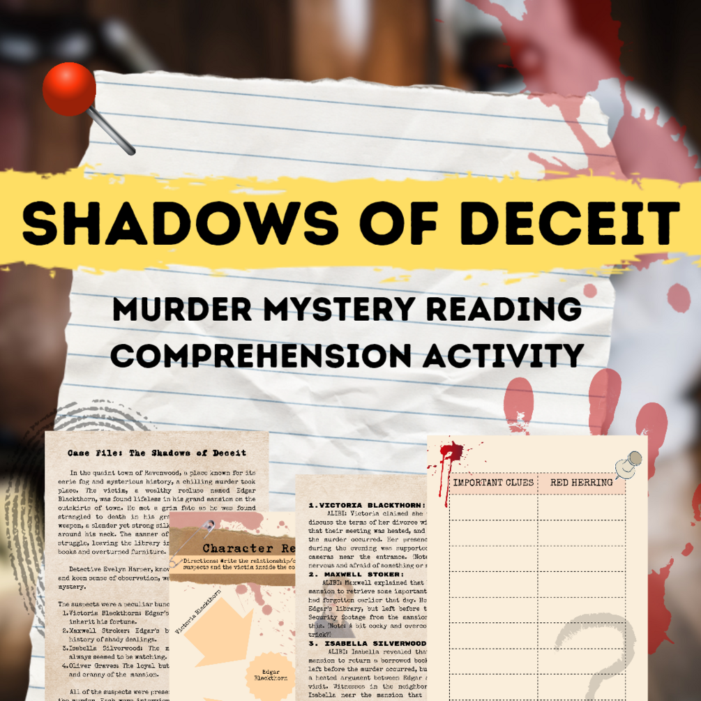 Shadows of Deceit: Murder Mystery Comprehension Activity