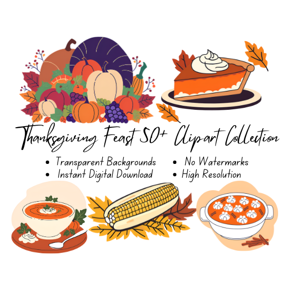 Holiday Clipart Bundle Collection | 12x12 Inches | High-Resolution ...