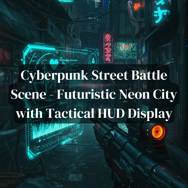 Cyberpunk Street Battle Scene - Futuristic Neon City with Tactical HUD ...
