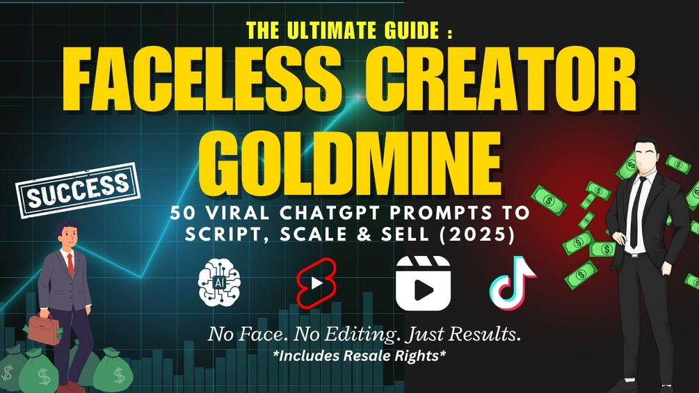Faceless Creator Goldmine 🔥 | 50 Viral ChatGPT Prompts for Reels, Shorts, TikTok + Resale Rights