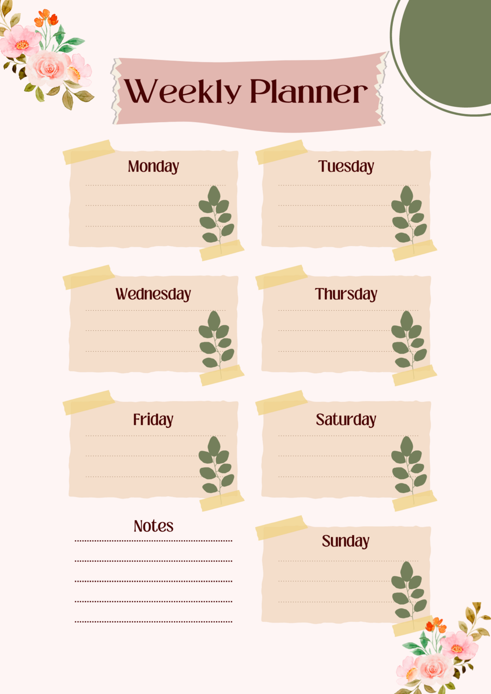 Pastel Shades Weekly Planner