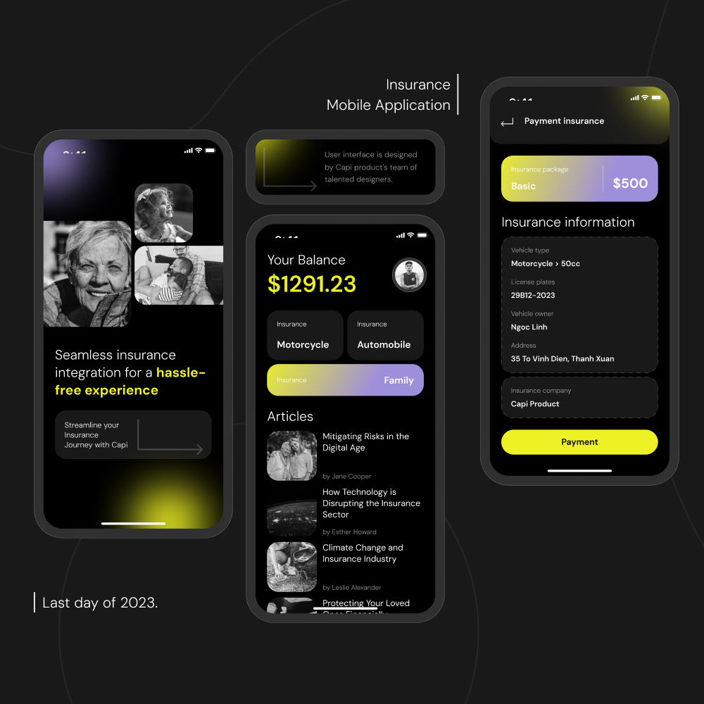 Insurance Mobile Application - Bento Design Style