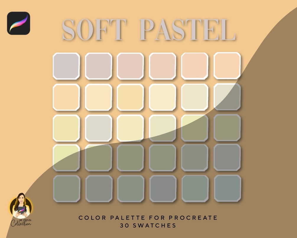 Soft Pastel Procreate Color Palette | 30 Swatch | Neutral Tones | Cosy ...