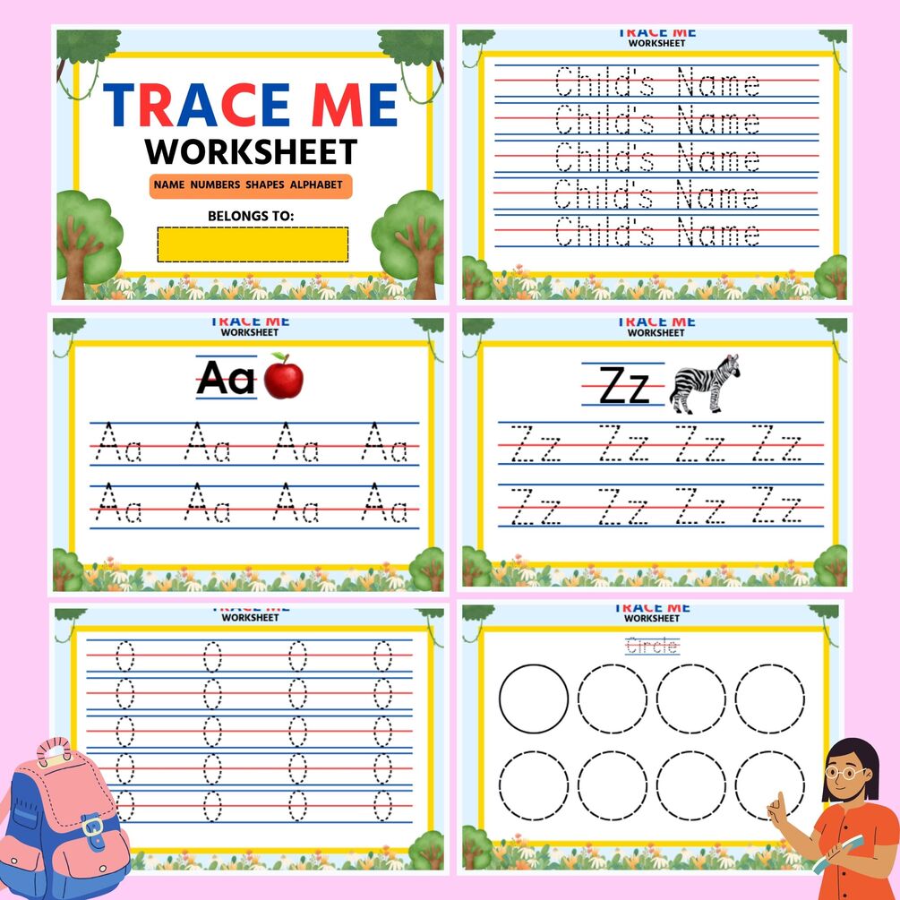 Trace Me Worksheet Pre-school