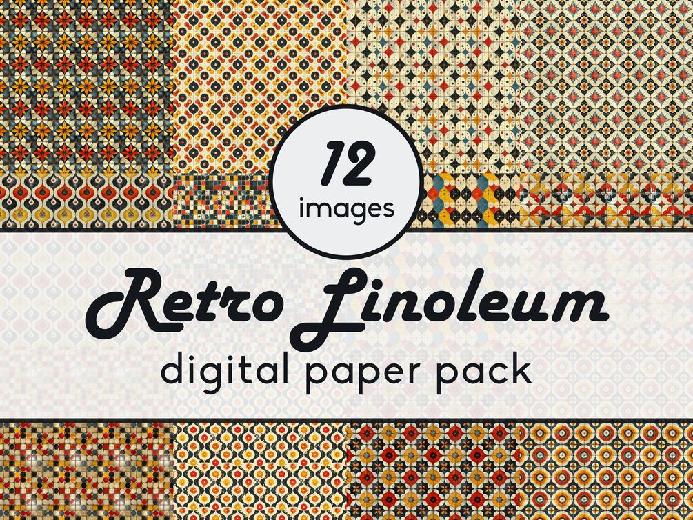 RETRO LINOLEUM DIGITAL PAPER PACK
