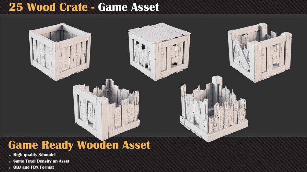 25 Wood Crate - Game Asset