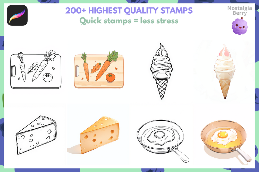 Procreate Stamps: 200+ Everyday Item Stamps for Drawing, Illustrations ...