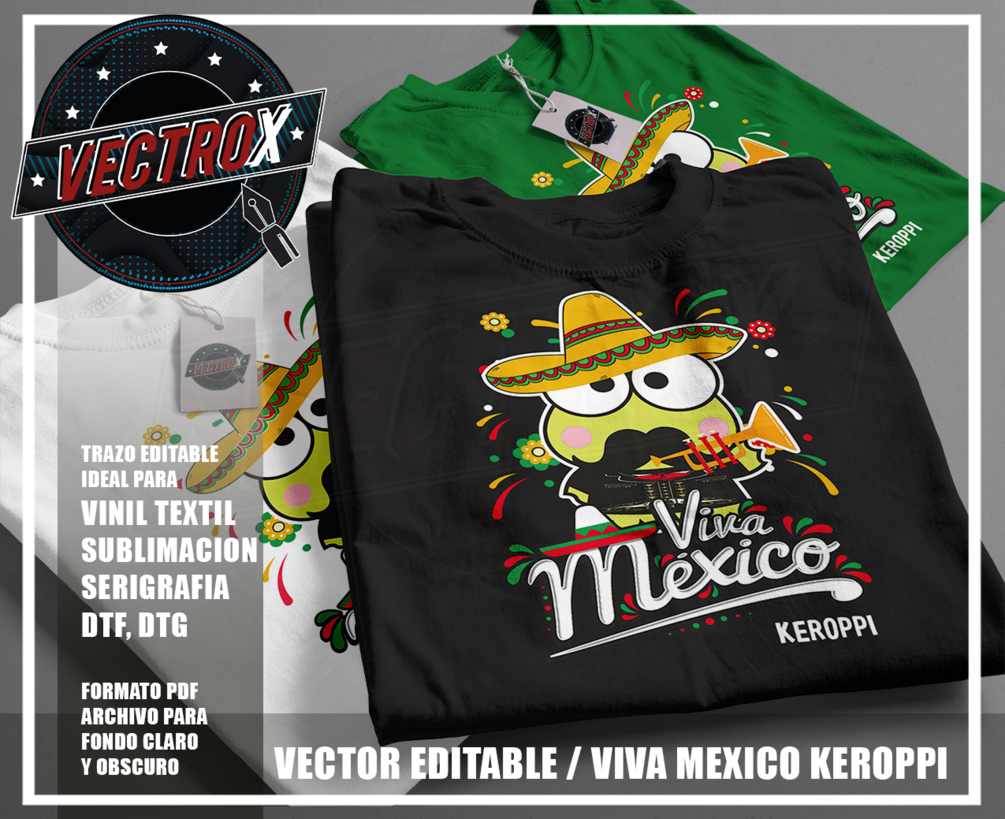 Vector Editable - Viva Mexico Keroppi