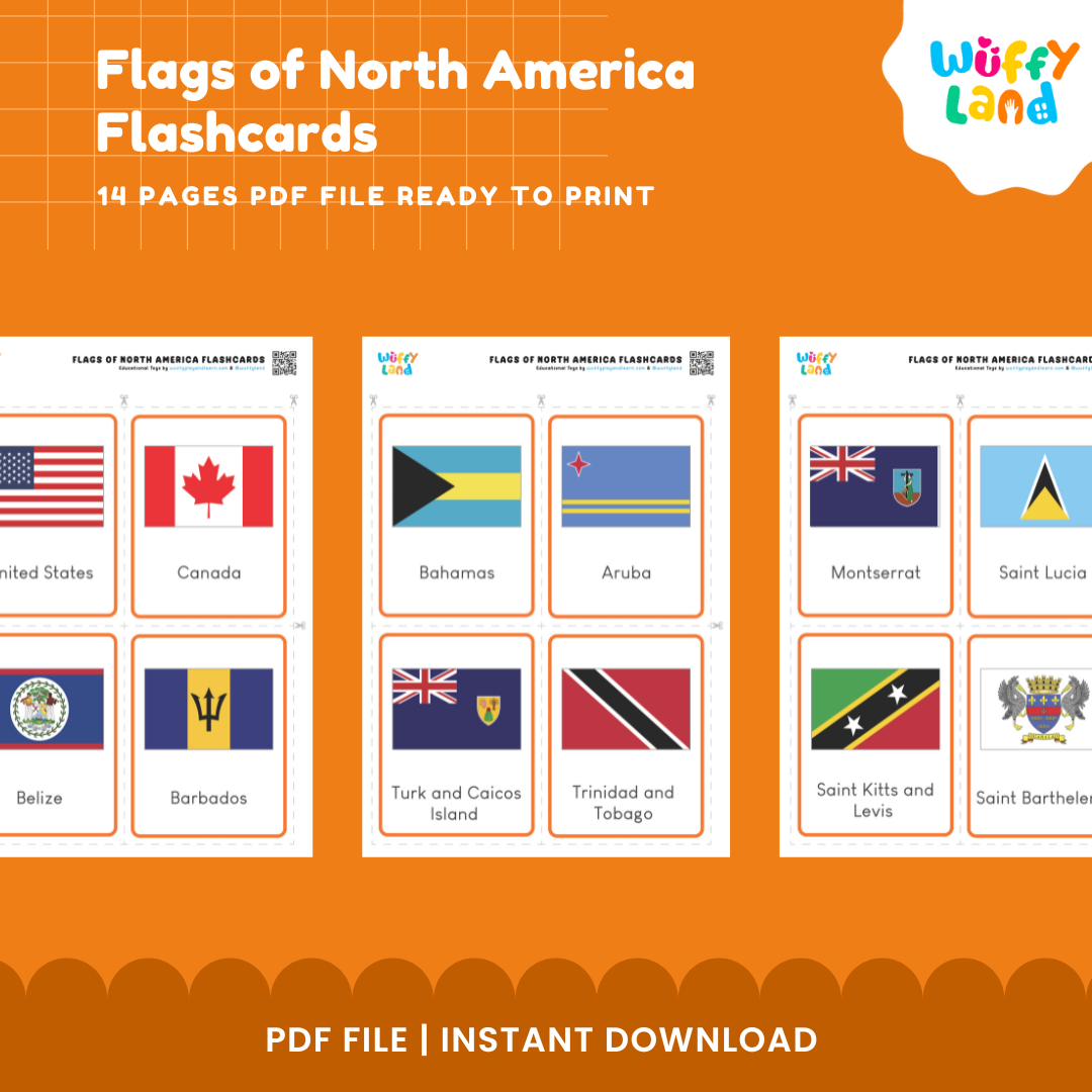 Explore North America: Printable Flags Flashcards for Kids ...