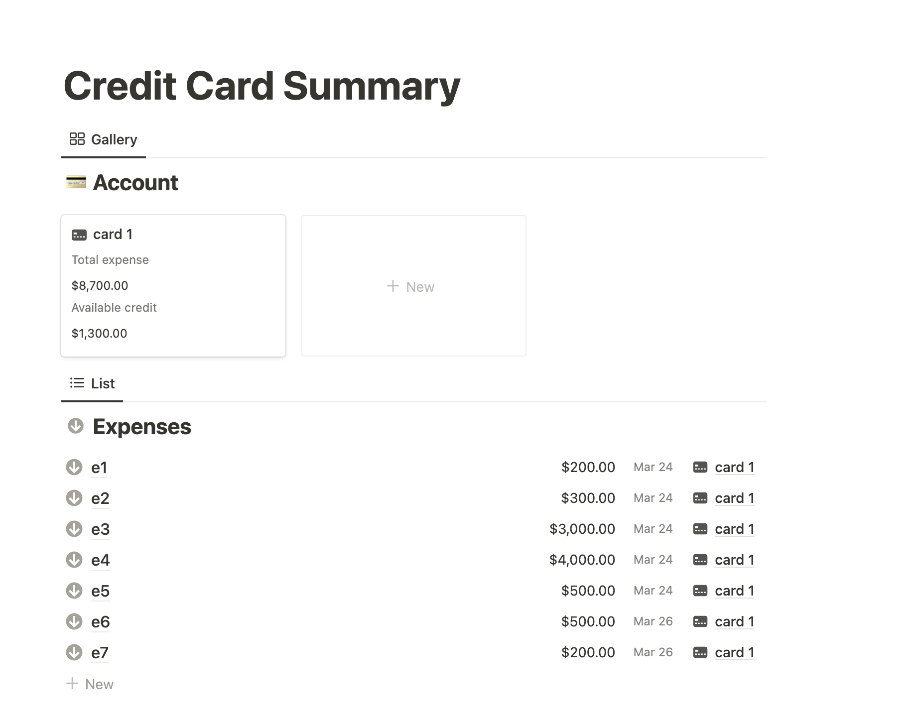 Credit Card Tracker