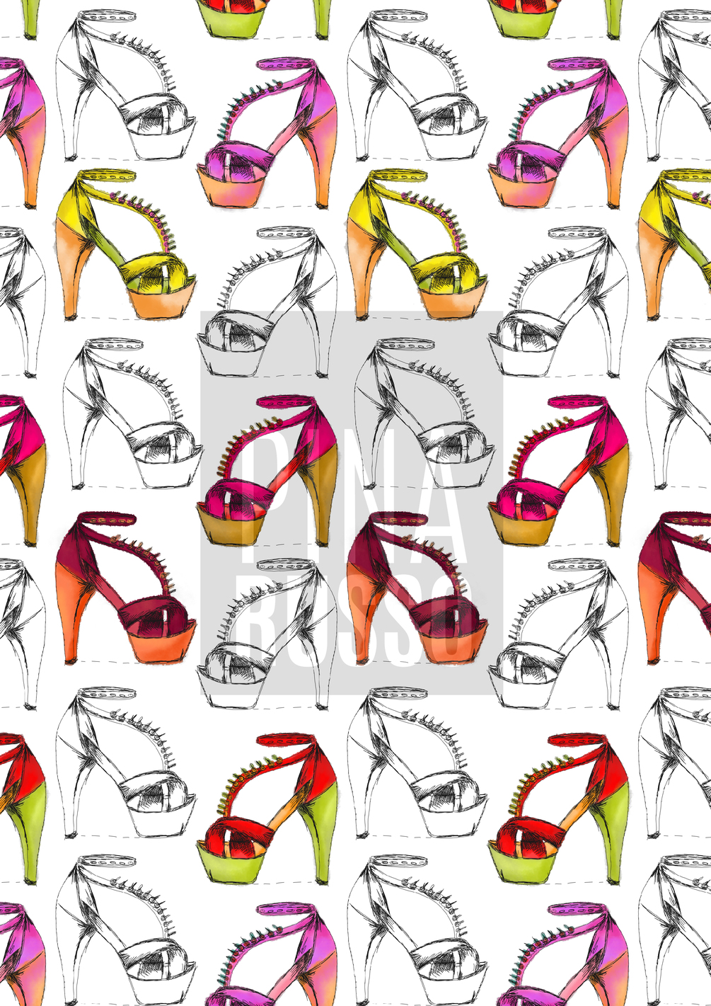 CATERINA, Shoes Sketch Seamless Pattern, Repeating Pattern, Digital ...