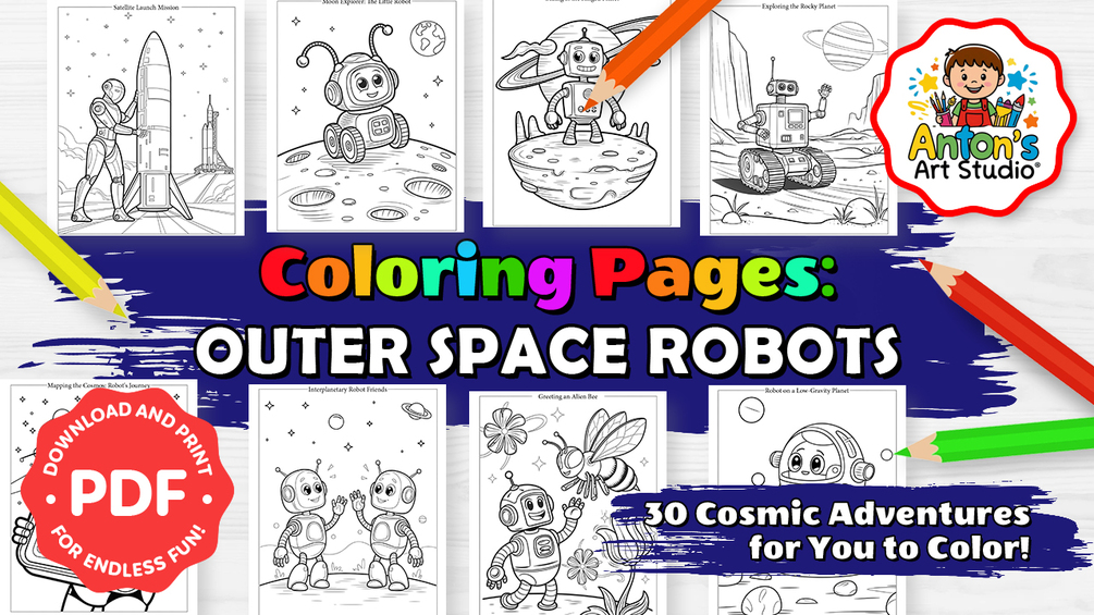 Coloring Pages: Outer Space Robots | 30 Exciting Pages for Future Space ...