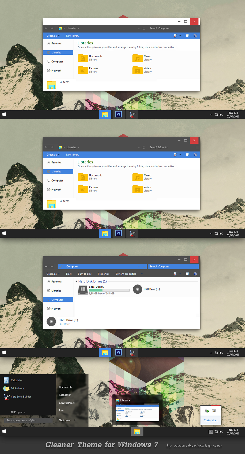 Cleaner Theme For Windows 7