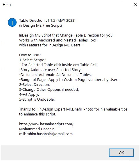 Table Direction v1.1.5