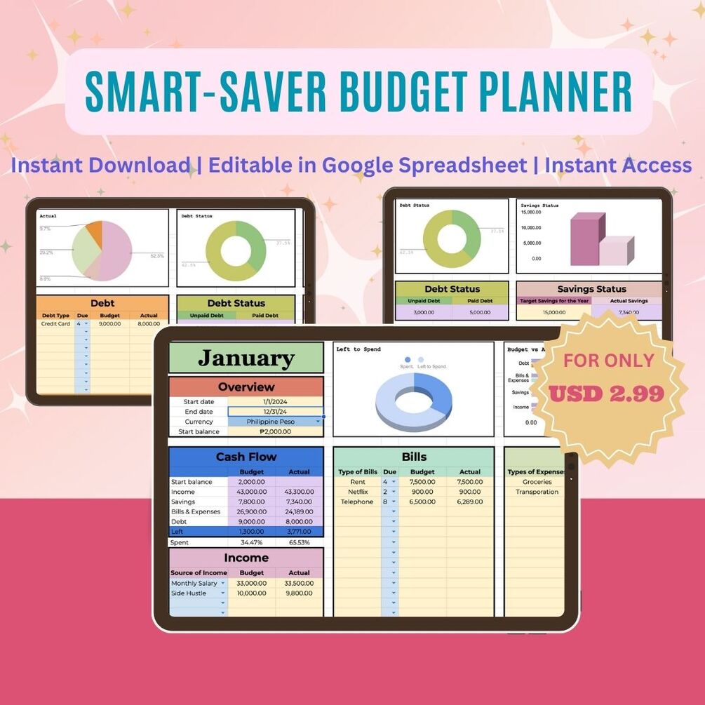 Smart-Saver Budget Planner Template (Google Spreadsheet only)