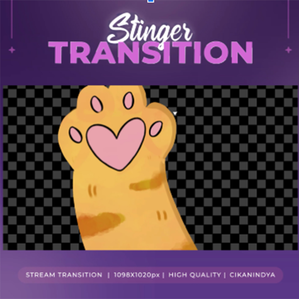 Cute Cat Paw Stinger Transition | Animated Stream Overlay with Adorable ...