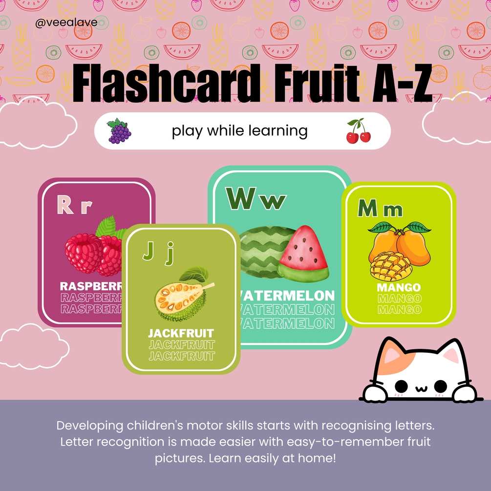 Fruit alphabet flashcards a-z
