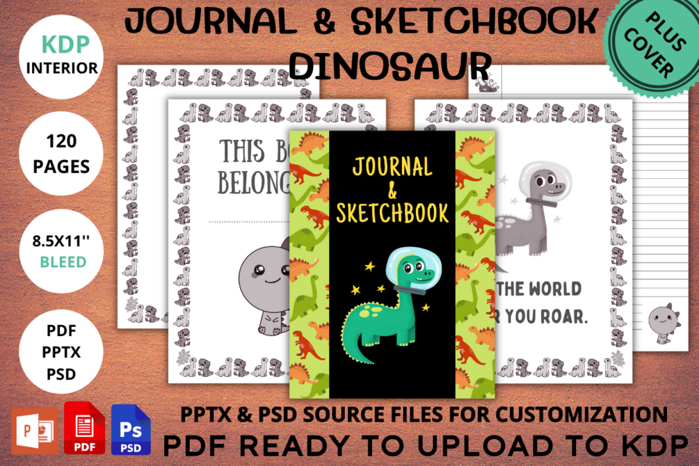 Dinosaur Journal and Sketchbook - KDP Interior + Cover