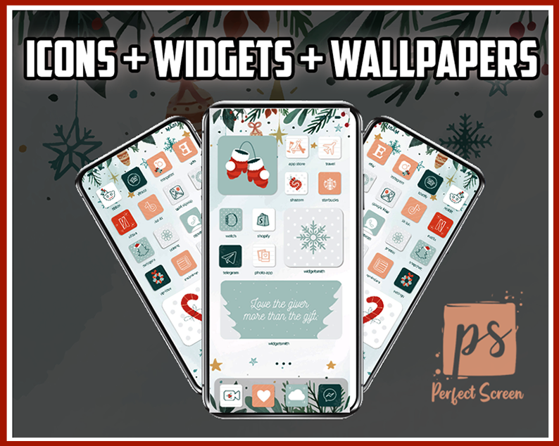 Pack christmas iOS 14 App ICONS + WIDGETS + WALLPAPERS, christmas iOS ...