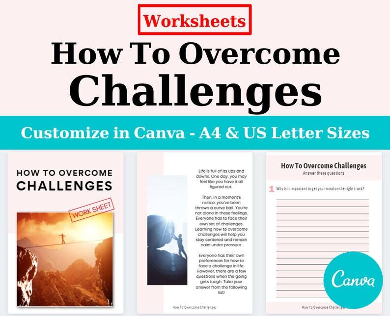 Life Coach Templates Worksheets | How To Overcome Challenges | Canva ...