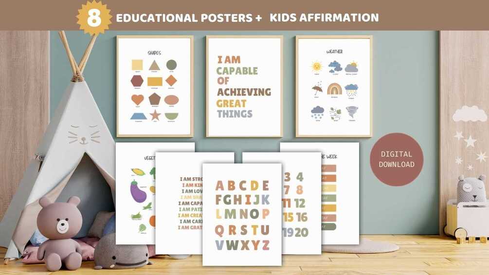 SET OF 10 Educational posters, Montessori Classroom Decor, Homeschool ...