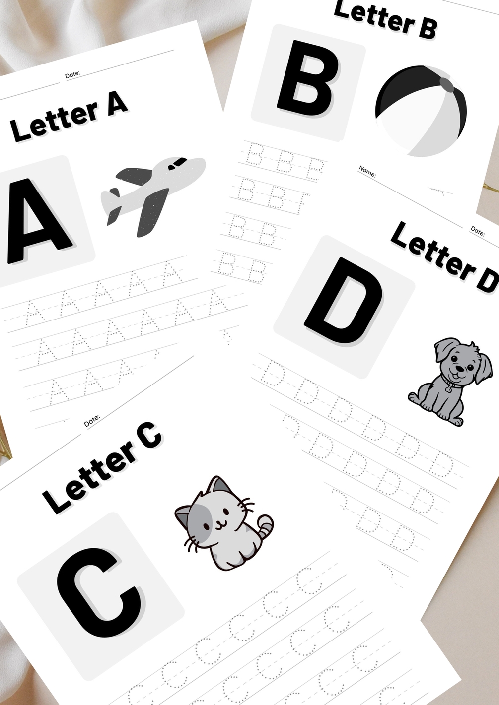 Alphabet Numbers Tracing Page | Handwriting Practice Workbook From A ...