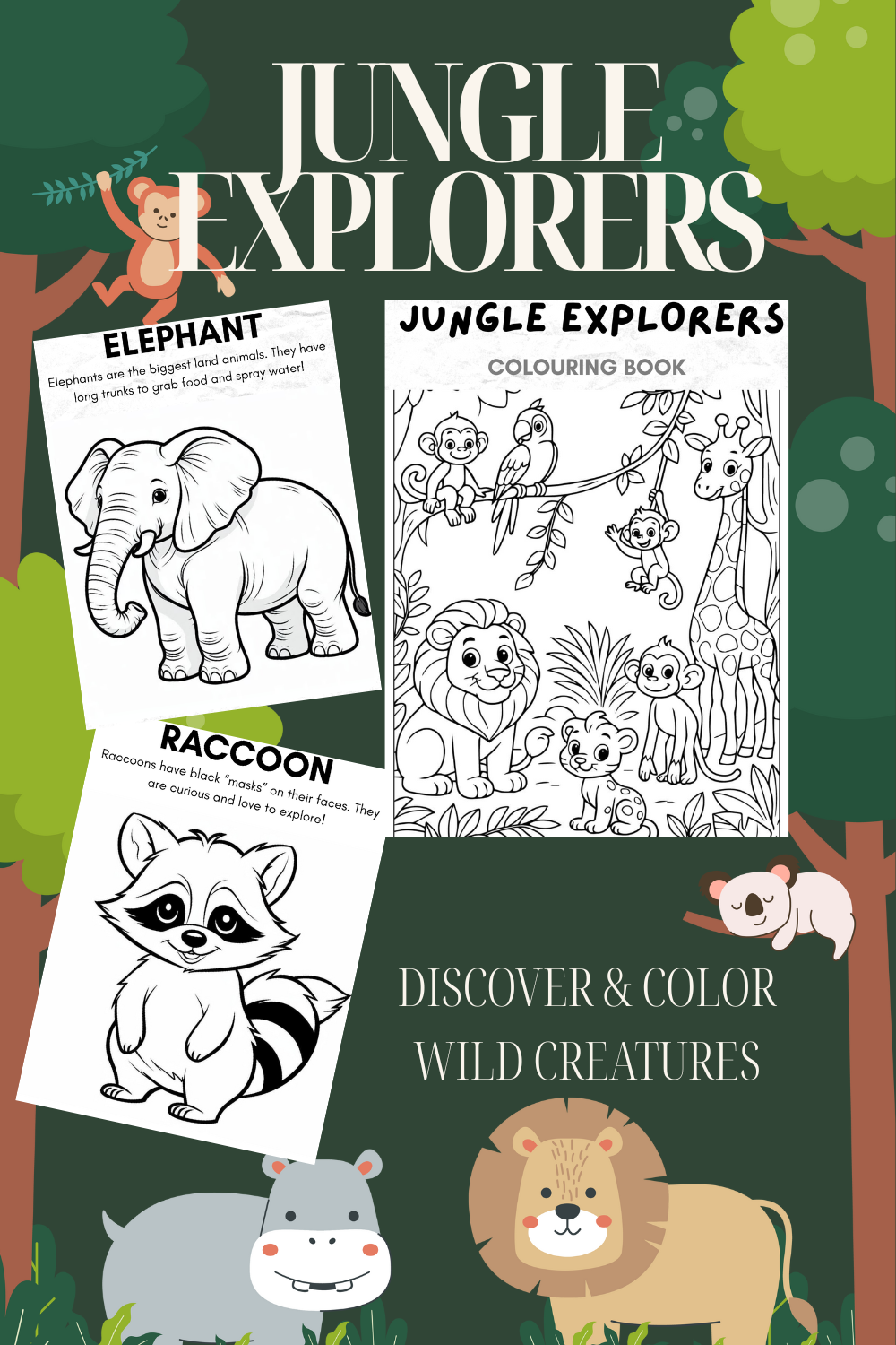 JUNGLE EXPLORERS : Discover & Color Wild Creatures