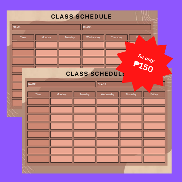 Brown Minimalist Weekly Class Schedule