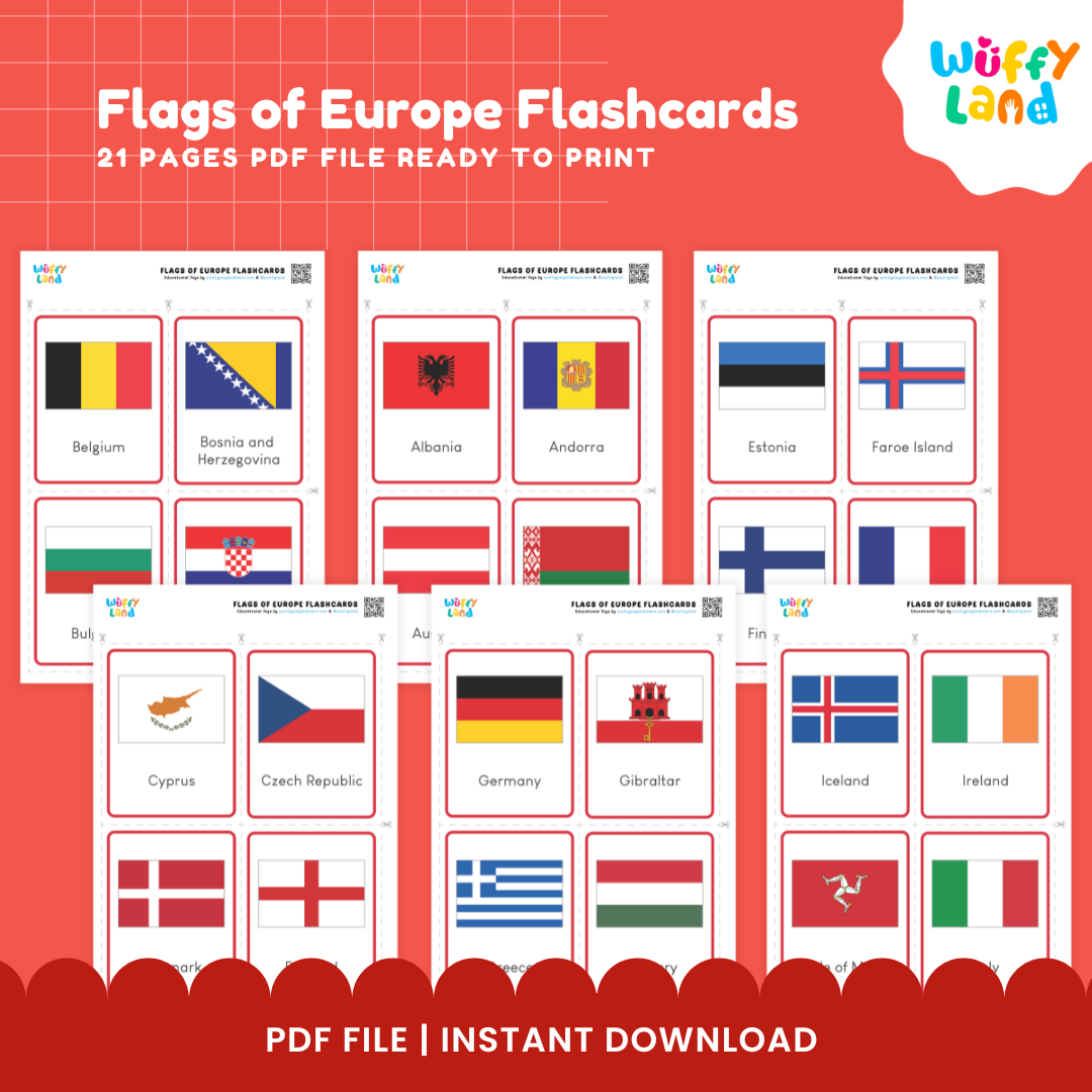 Flags of Europe Flashcards – 52 Printable Geography Cards for Kids ...