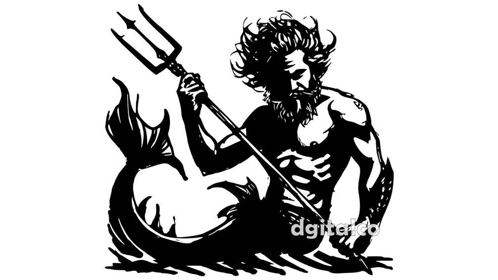 Urban_Punk_Triton_Trident_Vector_Art - Vector Graphic of Triton with ...